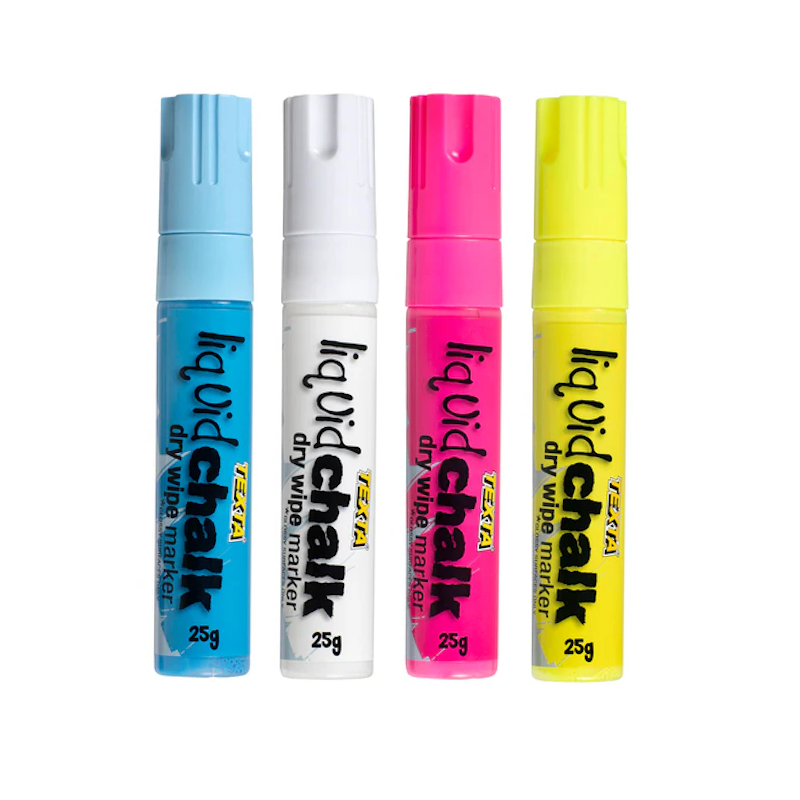 Texta Dry Wipe Liquid Chalk Set of 4 Chisel – The School Shop NZ