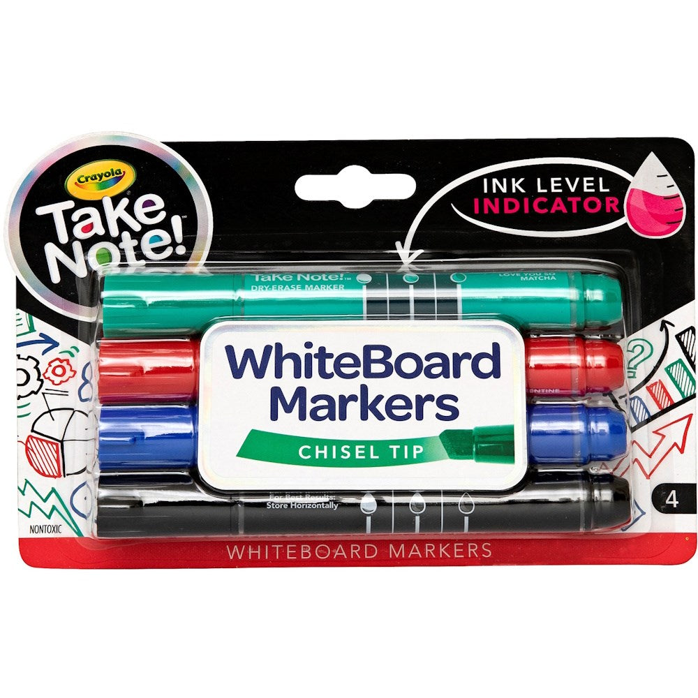 Crayola Take Note Whiteboard Broadline Chisel Markers Pack of 4 – The ...