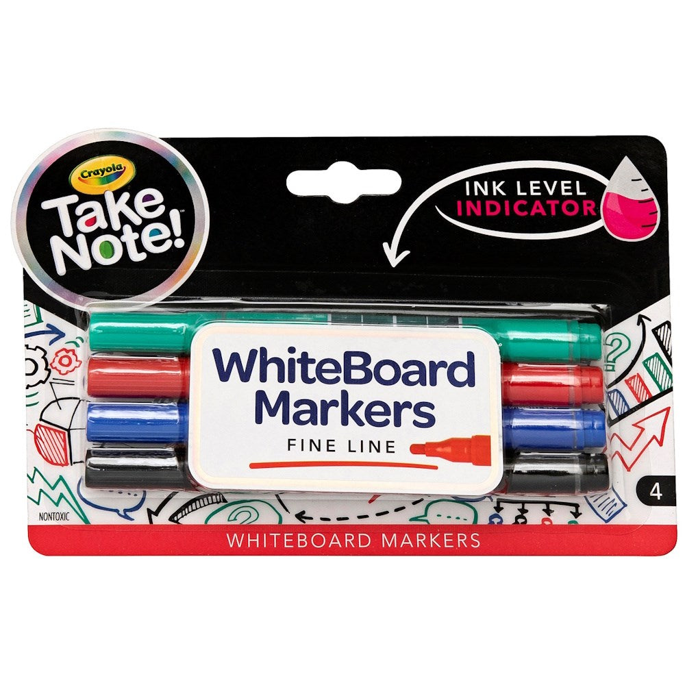 Crayola Take Note Whiteboard Fineline Markers Pack of 4 – The School ...